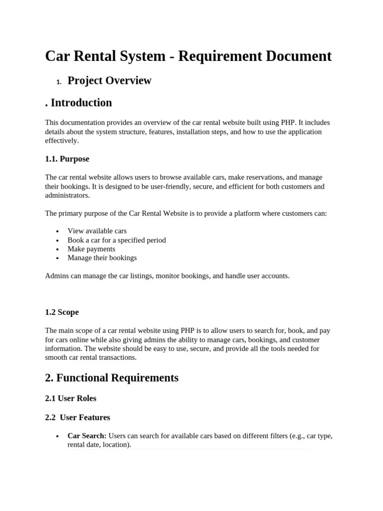 Documentation For Car-Rental Website | PDF | Password | User (Computing)