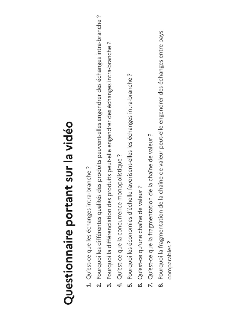 Questionnaire Séance 2 Chapitre 2 - Les Échanges Commerciaux ...