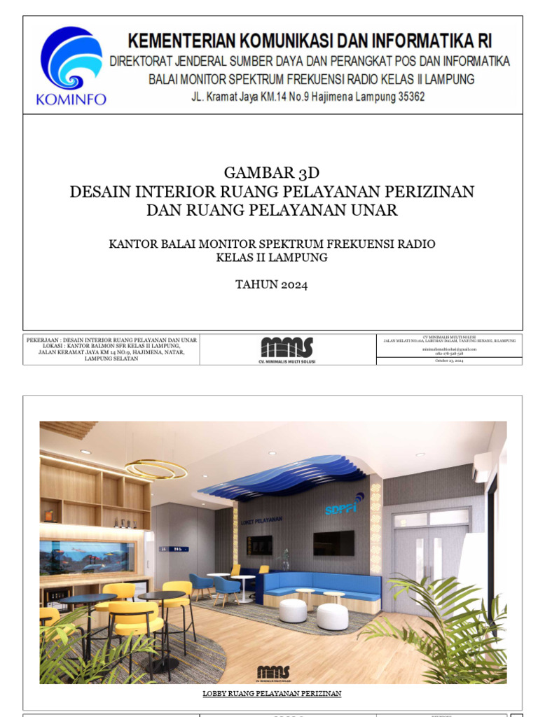 Gambar 3D Desain Interior Ruang Pelayanan Dan UNAR Balmon Lampung | PDF
