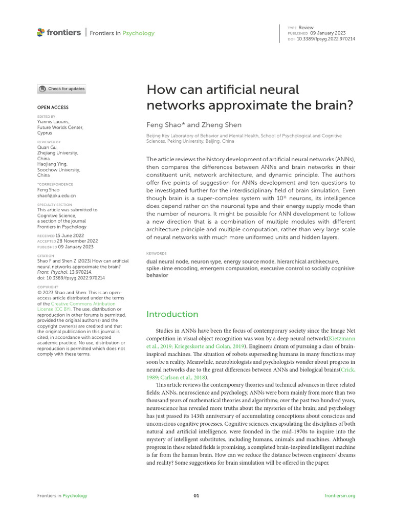 Shao and Shen - 2023 - How can artificial neural networks approximate the | PDF | Inhibitory ...