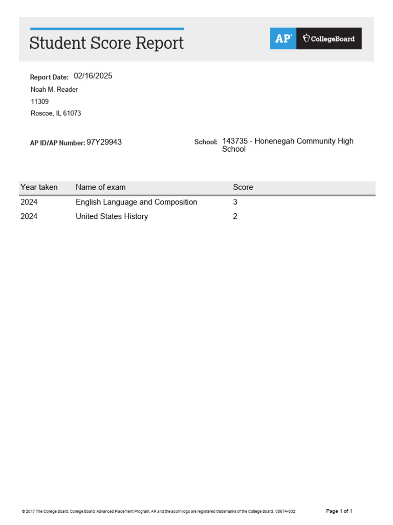 Score Report | PDF