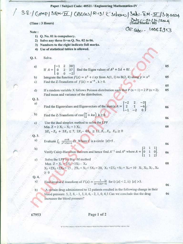 Be Computer Engineering Semester 4 2024 December Engineering ...