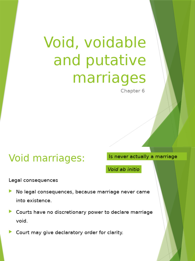 Understanding Void, Voidable, and Putative Marriages | PDF | Annulment ...