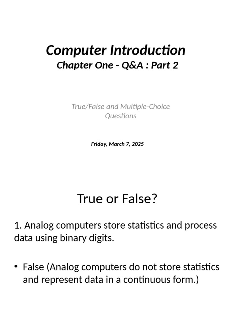 CIT Chapter One - Q&A Part 2 | PDF | Operating System | Personal Computers