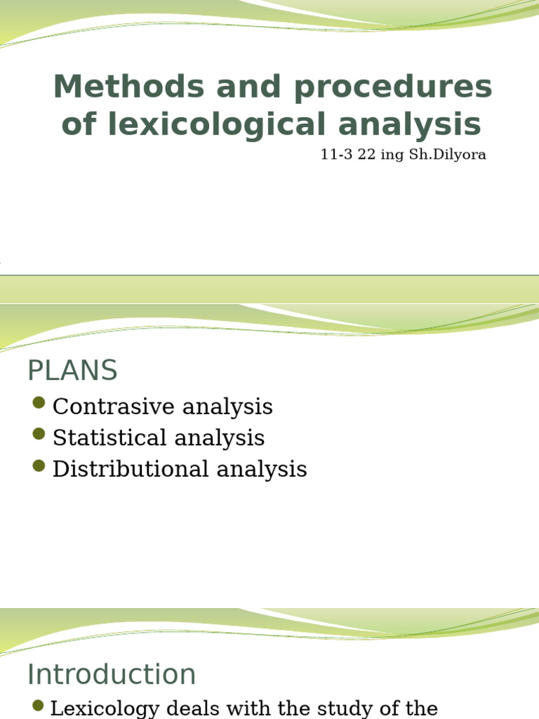 Methods and Procedures of Lexicological Analysis | PDF | Linguistics ...