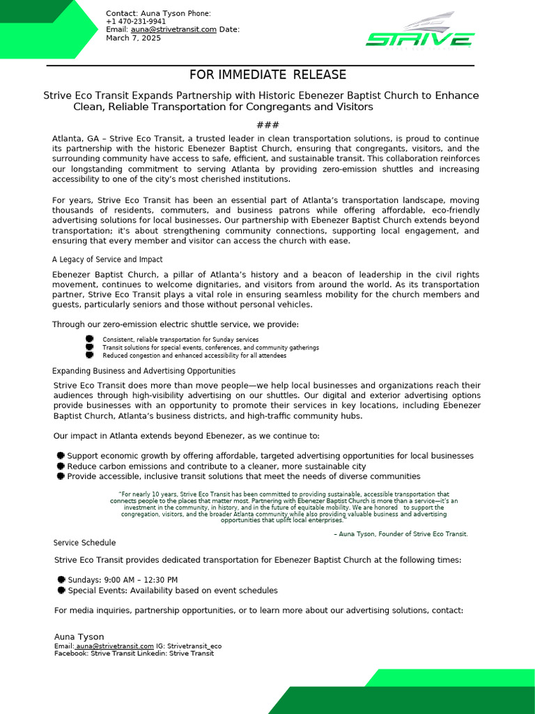 2025 STRIVE Press Release | PDF | Transport | Sustainability