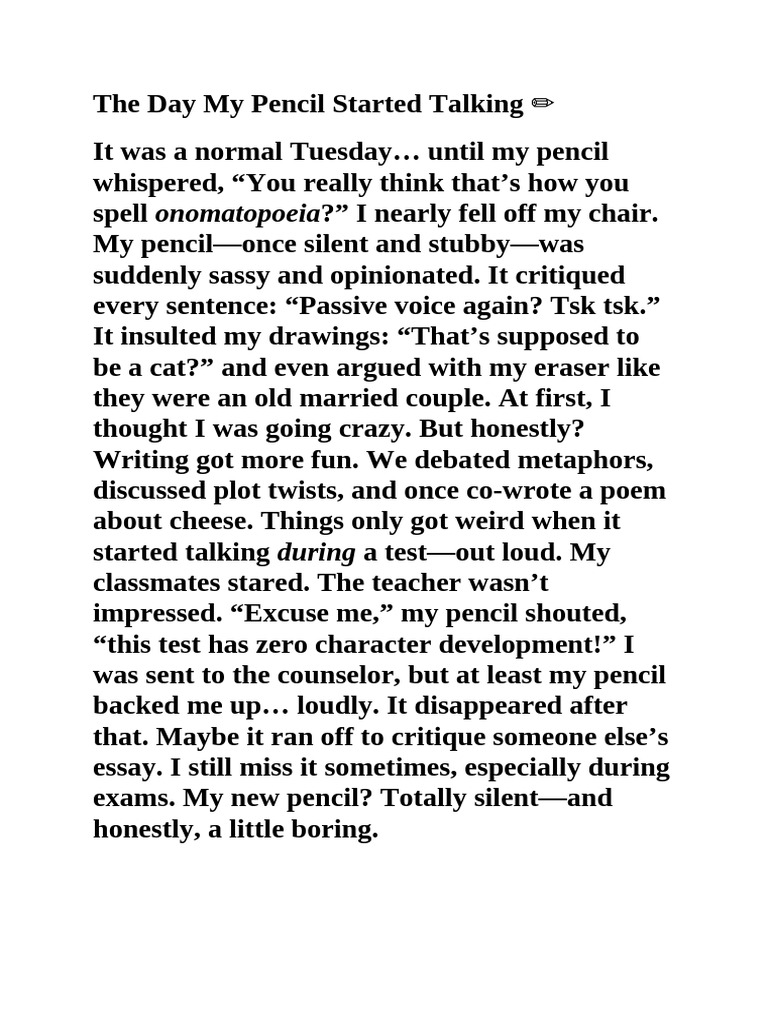 The Day My Pencil Started Talking | PDF