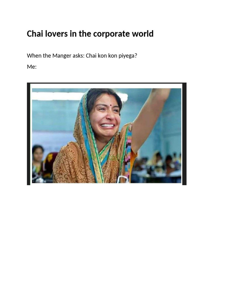 Chai Culture in the Workplace | PDF