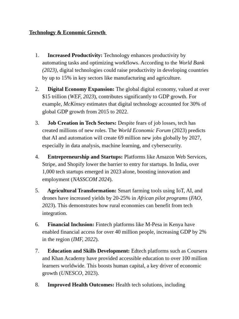 Technology's Role in Economic Growth | PDF | Artificial Intelligence ...