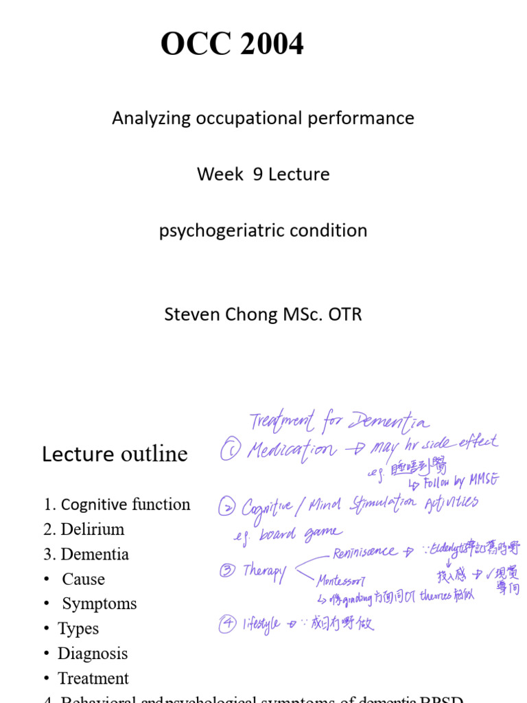 Week 9 Psychogeriatric Conditions | PDF | Dementia | Alzheimer's Disease