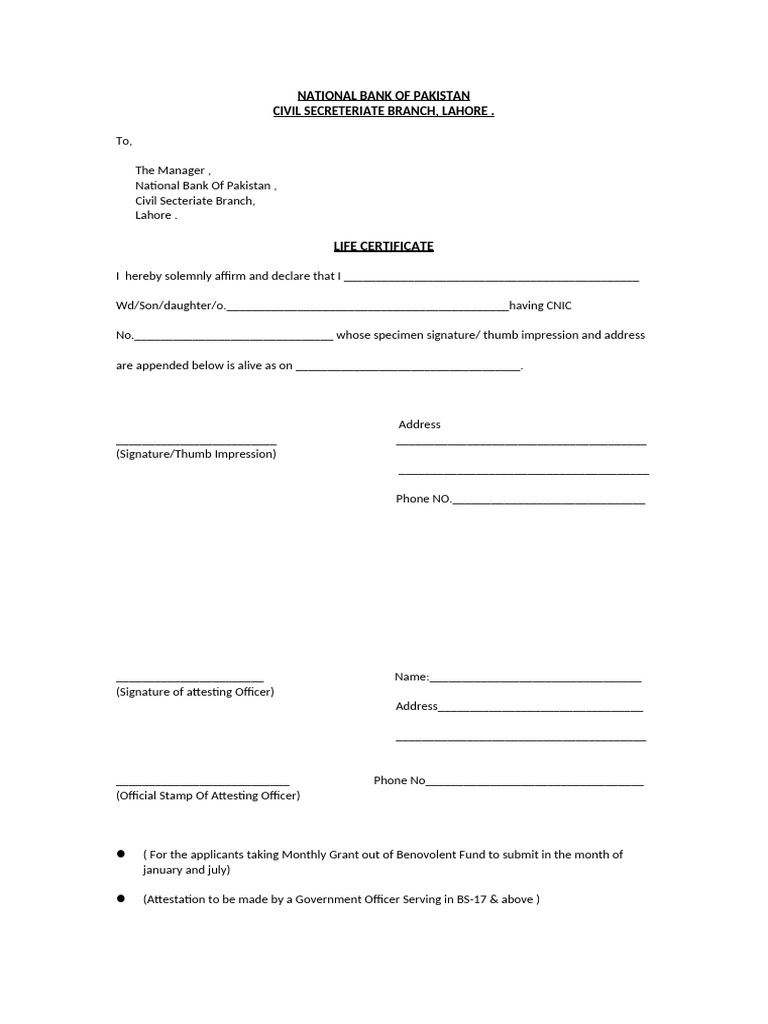 Life Certificate | PDF