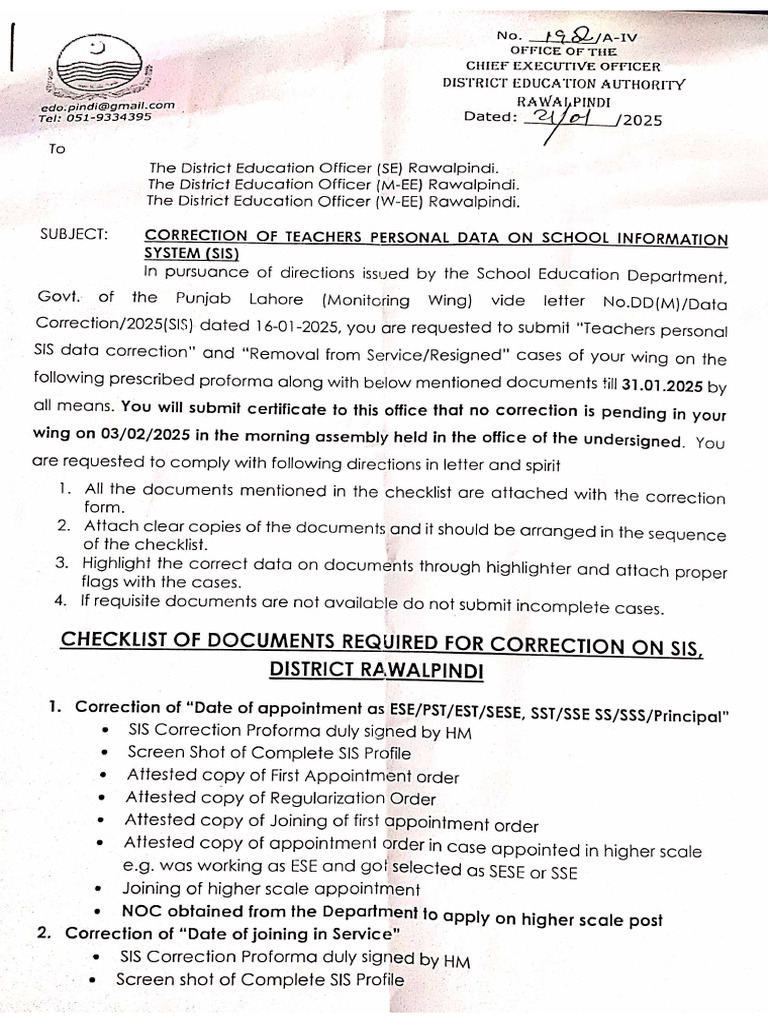 Sis Correction Form | PDF