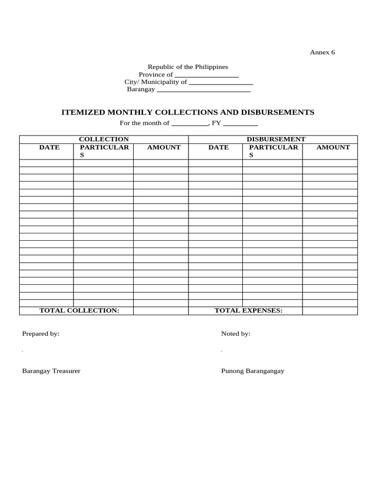 Itemized Monthly Collections and Disbursements | PDF