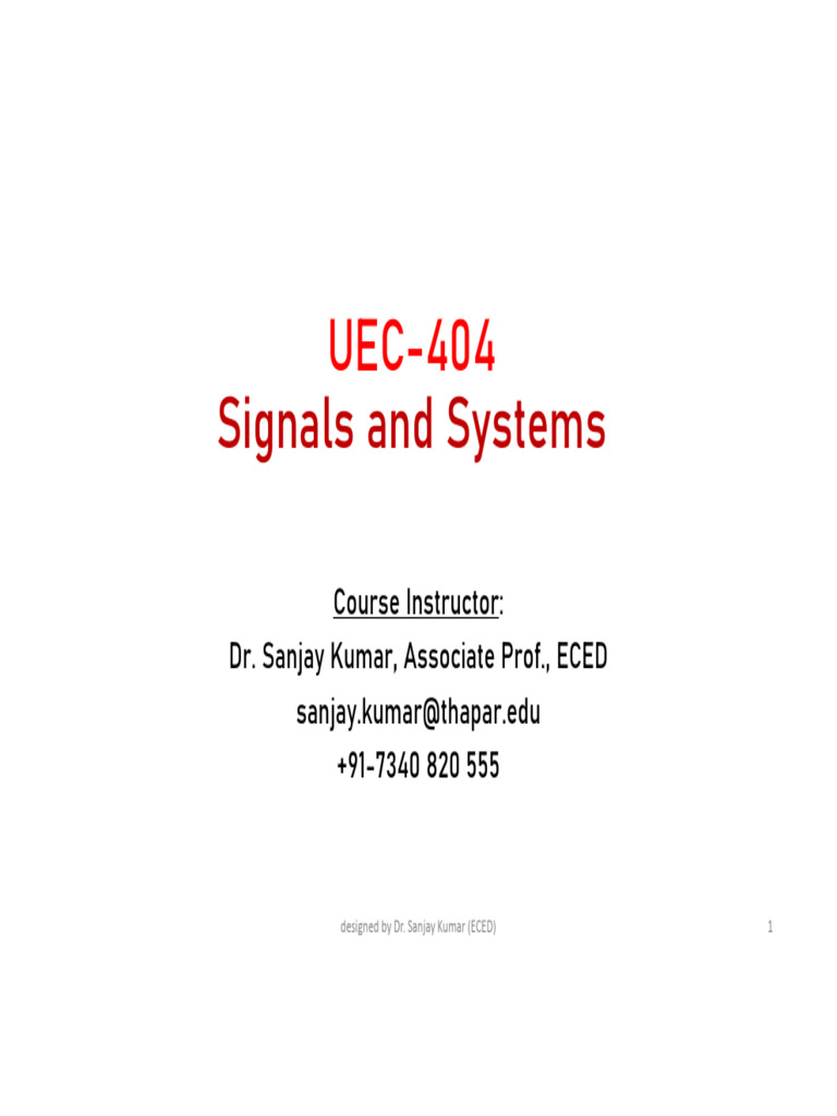 UEC 404 Lecture 1 Basics of Signals | PDF | Spectral Density | Phase ...