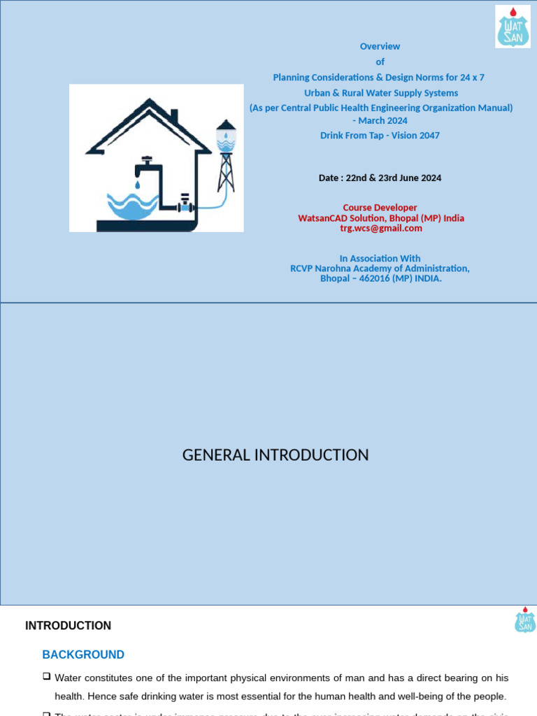Cpheeo Manual Training 22 23 June 2024 | PDF | Water Supply Network ...