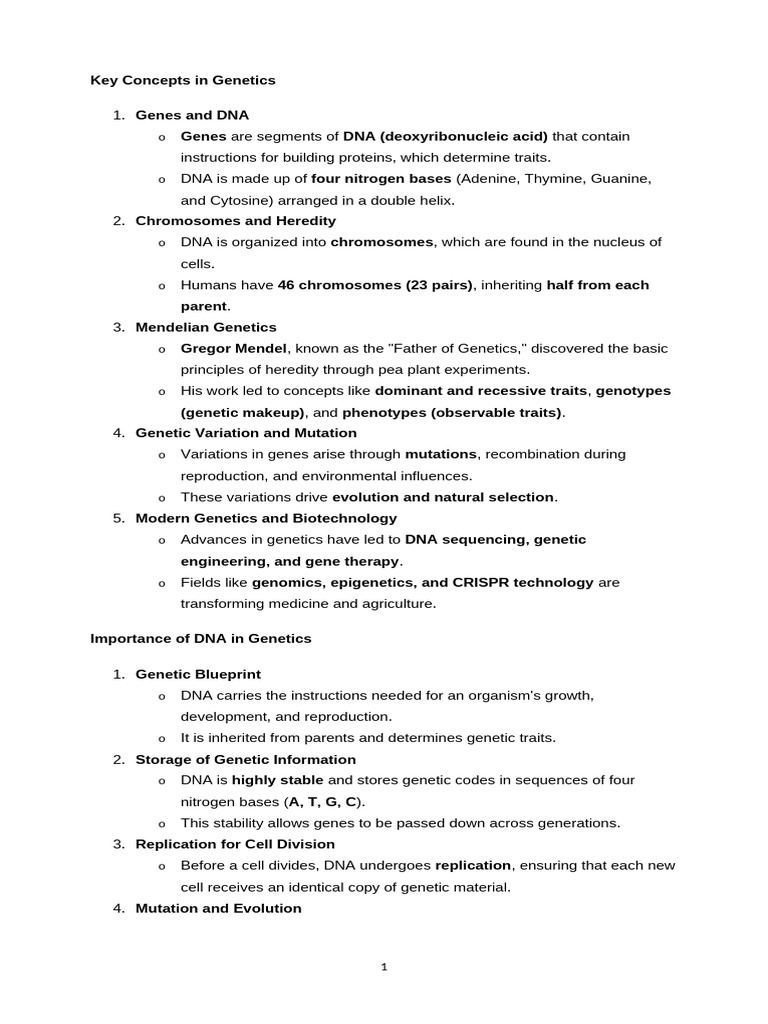 Essentials of Genetics Explained | PDF | Rna | Genetics