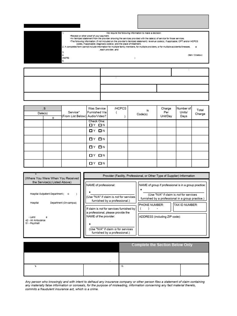Health Benefits Claim Form Guide | PDF | Patient | Hospital
