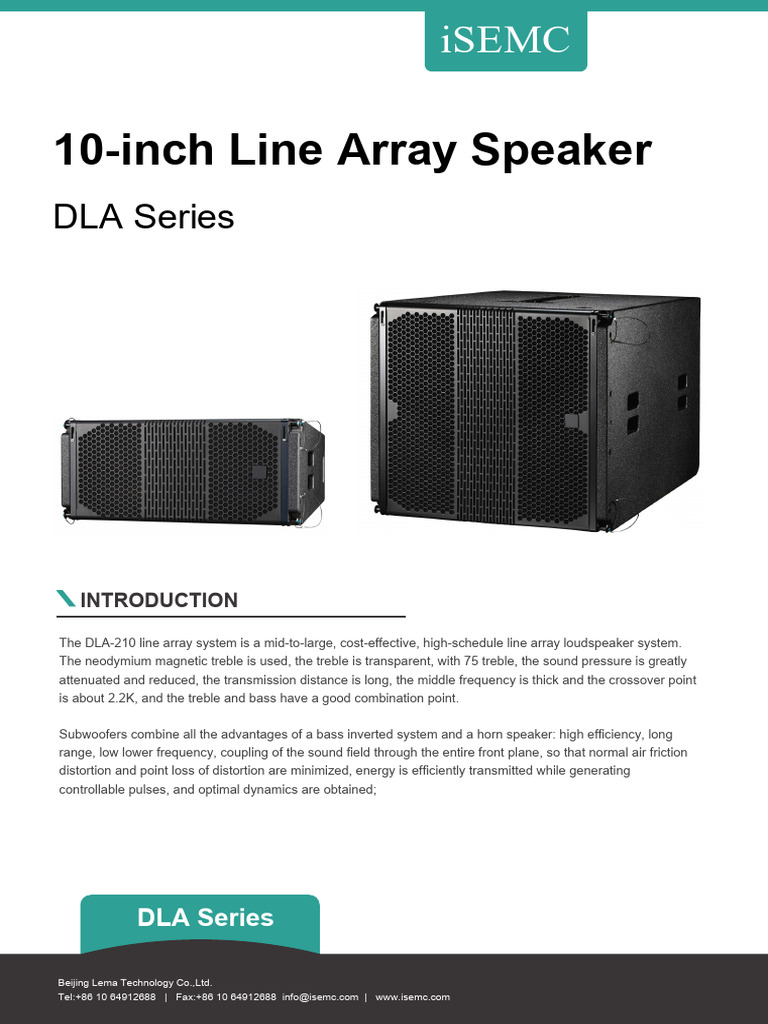 10 Inch Line Array Speaker Dla Series v2.1 | PDF | Loudspeaker ...