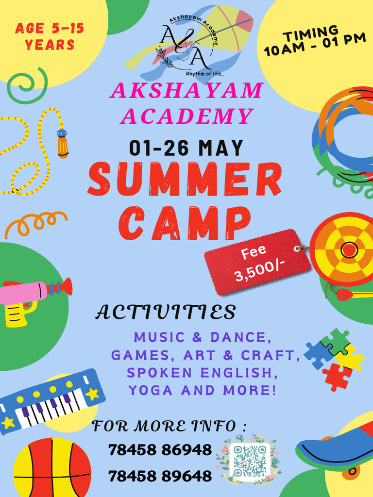Colorful Playful Simple Modern Illustrated Children Summer Camp Flyer ...