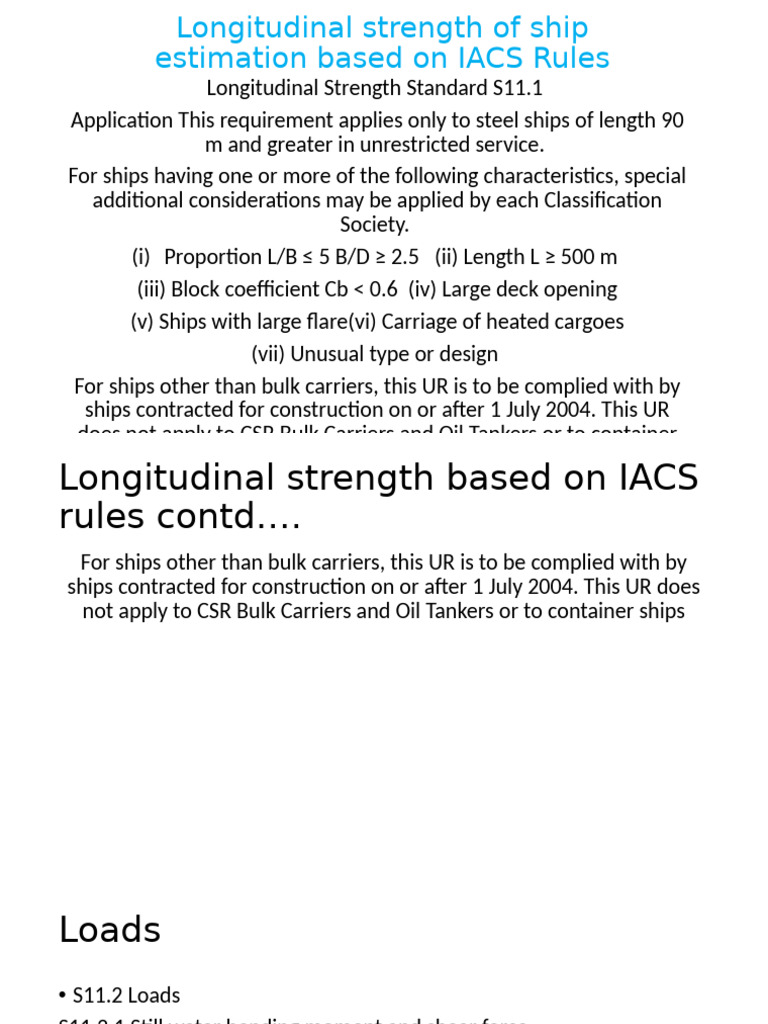 Longitudinal Strength of Ship Estimation Based On IACS | PDF