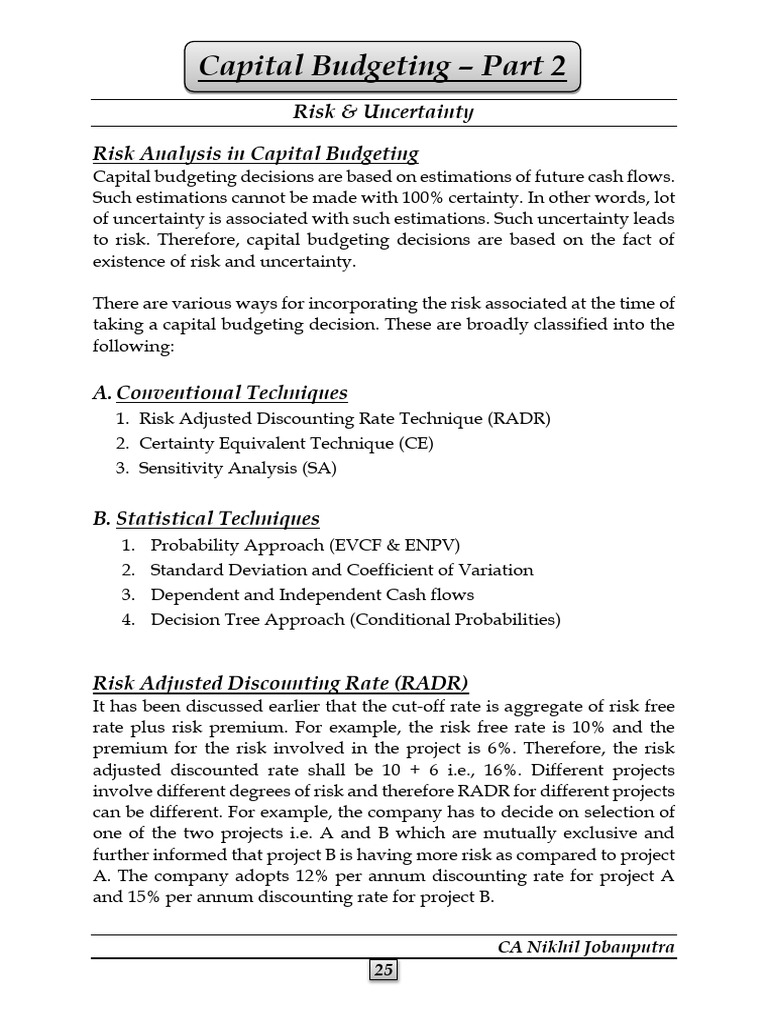 Risk Analysis in Capital Budgeting Techniques | PDF | Net Present Value ...