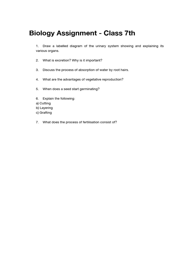 7th Grade Biology Assignment Guide | PDF