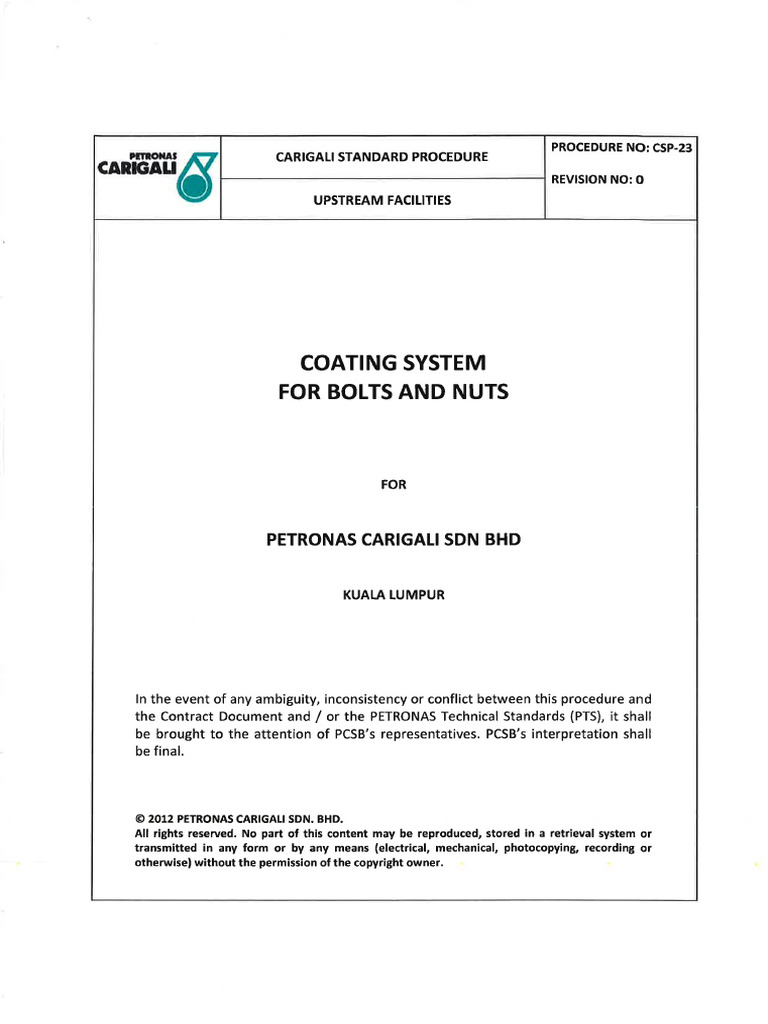 23.CSP-23 - Rev.0-Coating System For Bolts and Nuts | PDF