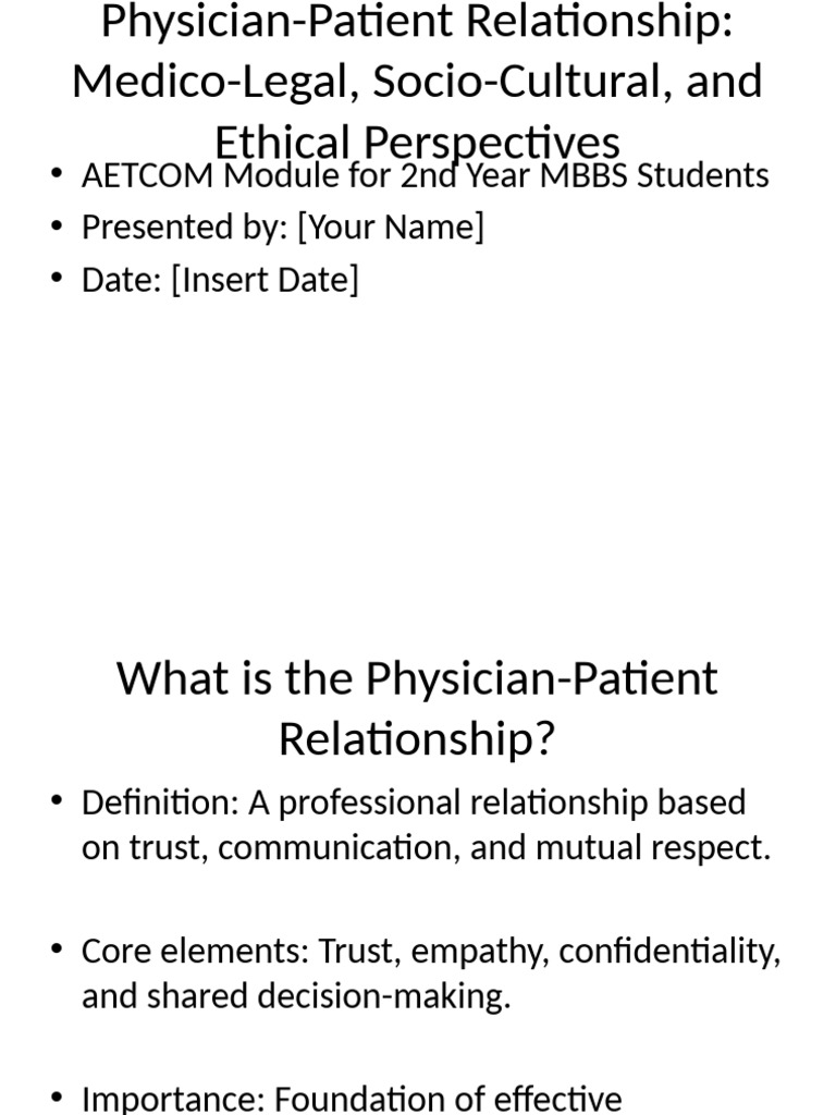 Physician Patient Relationship Complete | PDF | Health Care
