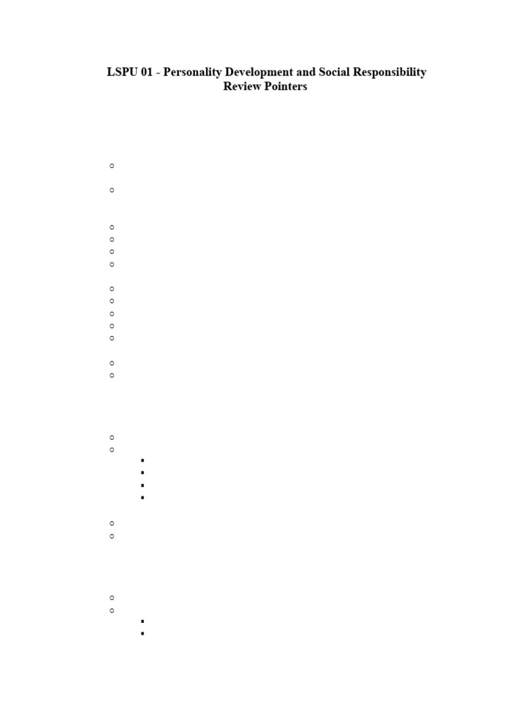 Lspu 01 Review Pointers | PDF | Stress (Biology) | Mind