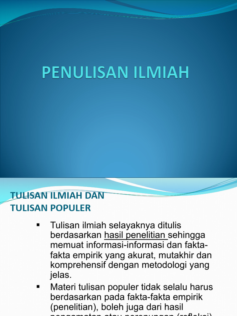Perbedaan Tulisan Ilmiah dan Populer | PDF