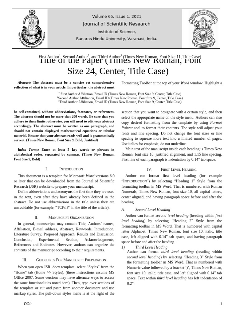 Paper Template (MS Word) 202082515482119 | PDF | Apa Style | Microsoft Word