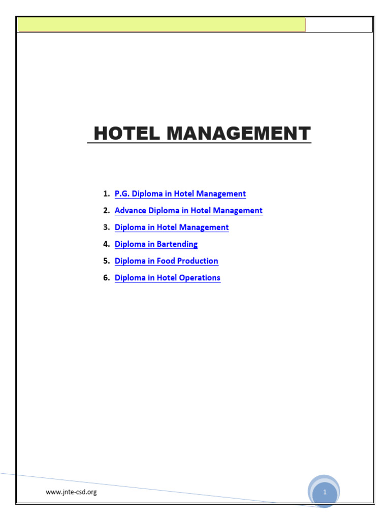 Hotel Management Subjects | PDF | Cooking | Bartender
