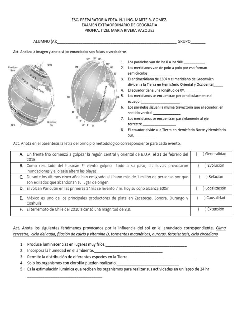 Examen Extraordinario de Geografía 2023 | PDF | Tierra | Peligros Naturales