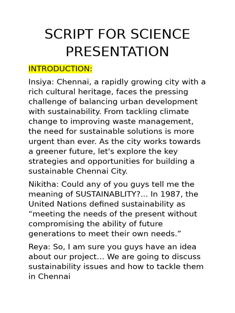 Script For Science Presentation | PDF | Sustainability | Waste