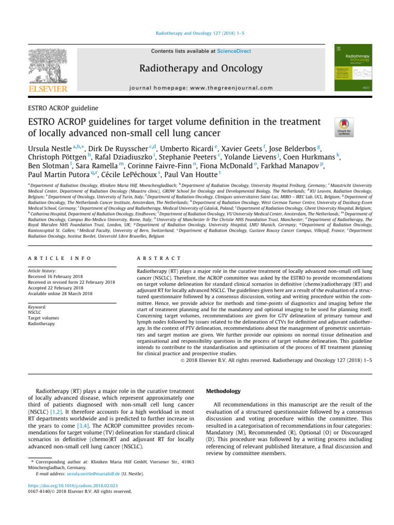 ESTRO ACROP Guidelines For Target Volume Definition in The Treatment of ...