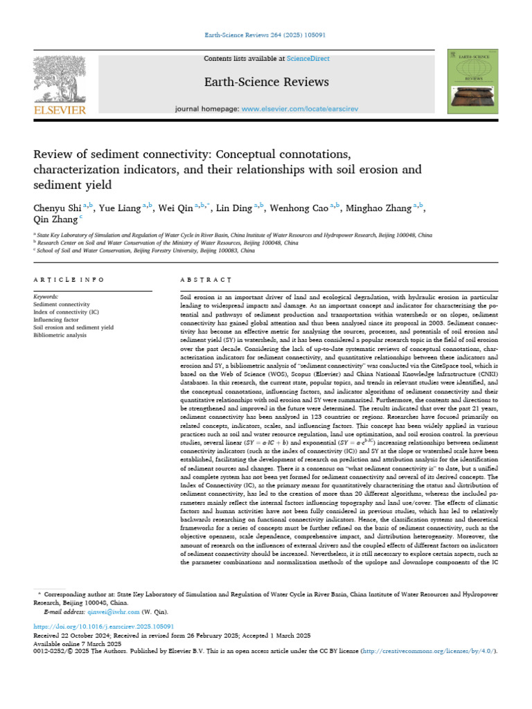 Shi 等 - 2025 - Review of sediment connectivity conceptual connotations, characterization ...