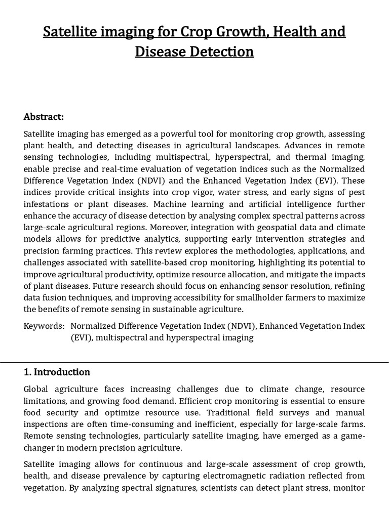 AI-Driven Satellite Imaging for Crop Health | PDF | Agriculture ...