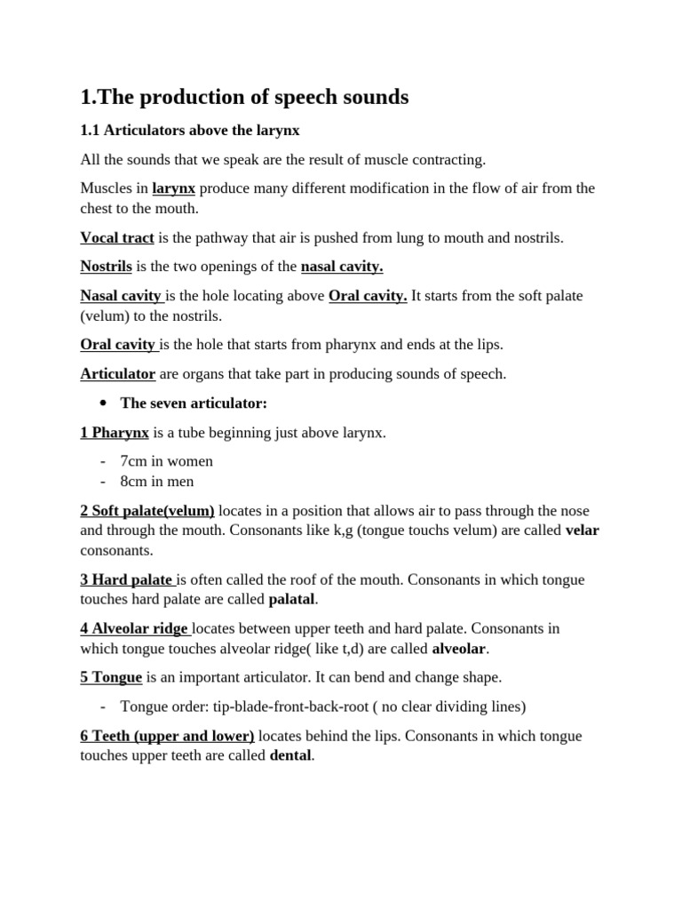 Understanding Speech Sound Production | PDF | Syllable | Consonant