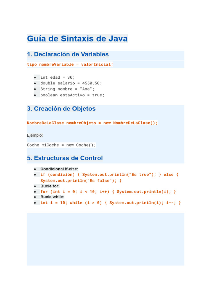 Sintaxis Java | PDF