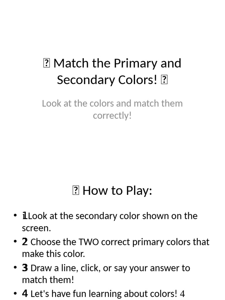 Match Primary and Secondary Colors | PDF