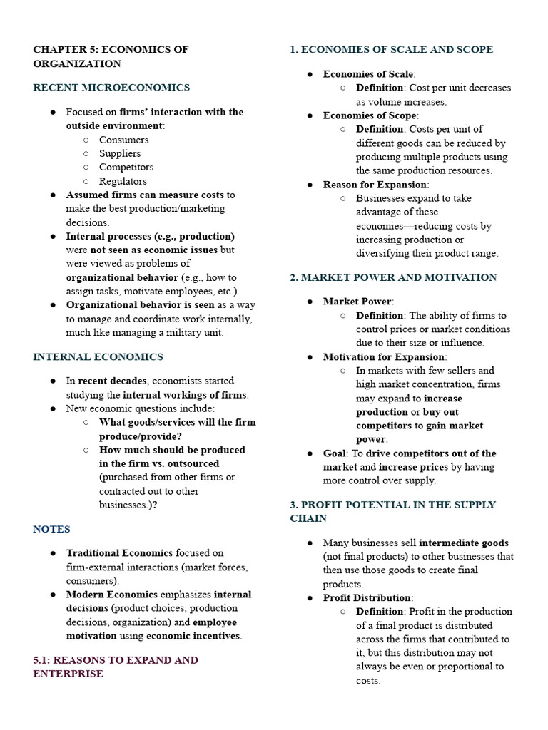 CHAPTER 5 - ECONOMICS OF ORGANIZATION | PDF | Incentive | Employment