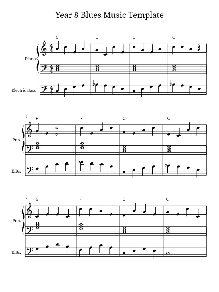 Year 8 Blues Music Template | PDF