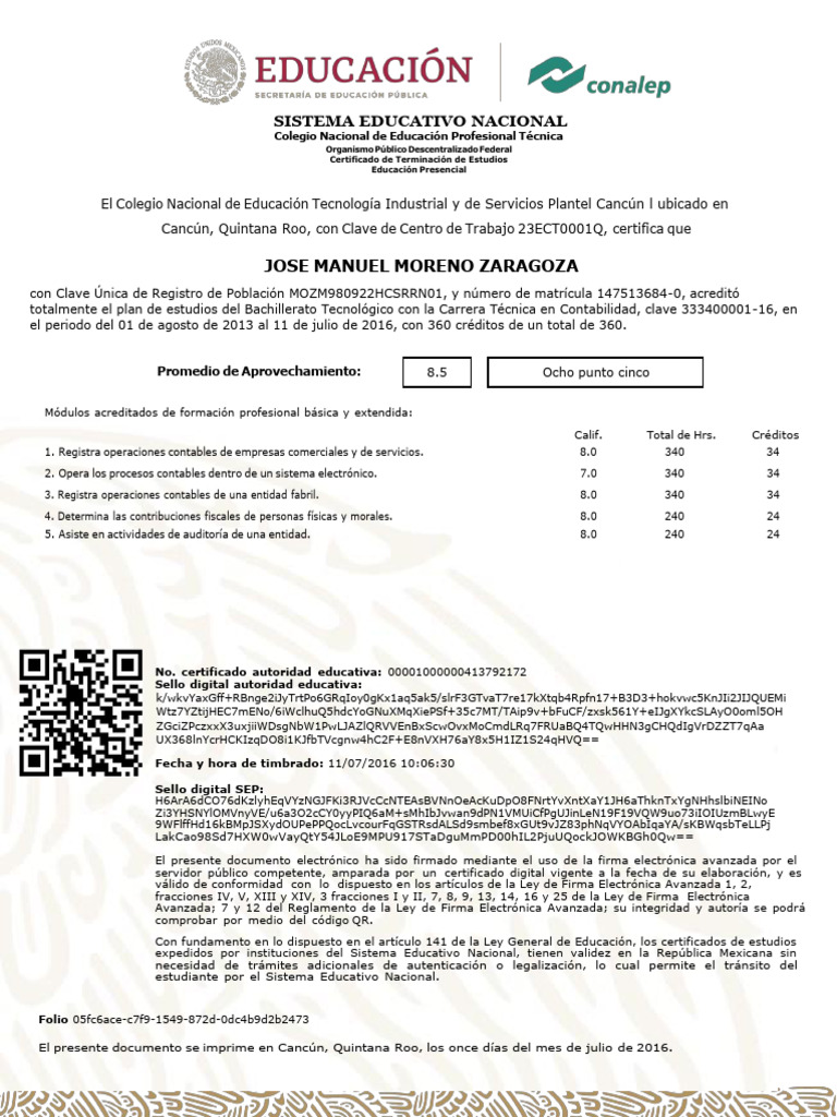 Certificado Conalep | PDF | Pensamiento