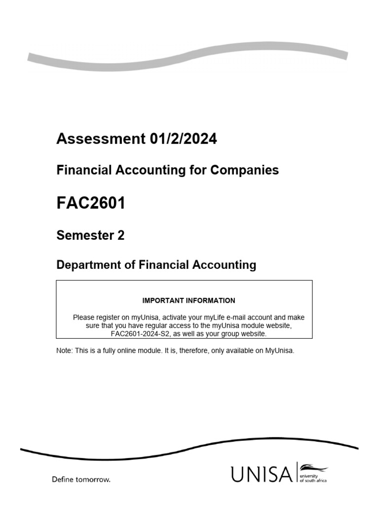 FAC2601 Assessment 1 (S2) 2024 | PDF | International Financial Reporting Standards