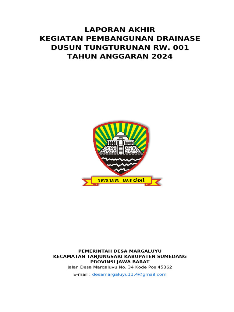 LAPORAN AKHIR DRAINASE RT. 01 RW. 01 | PDF