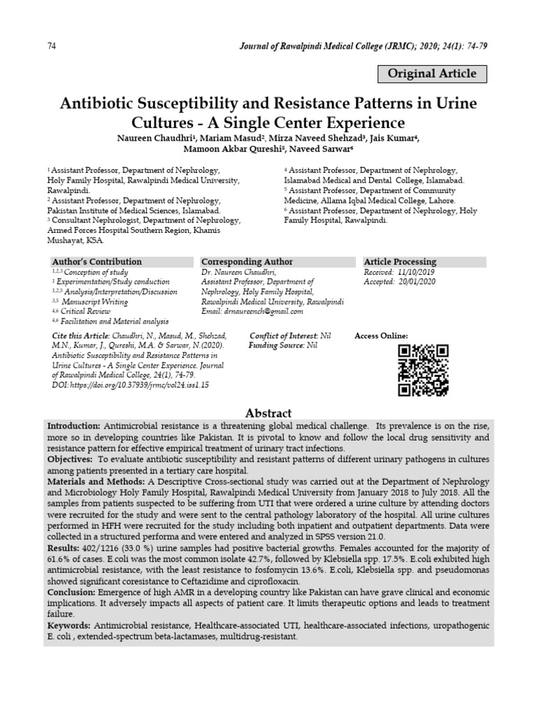 Urine Culture Antibiotic Resistance Study | PDF | Antimicrobial ...