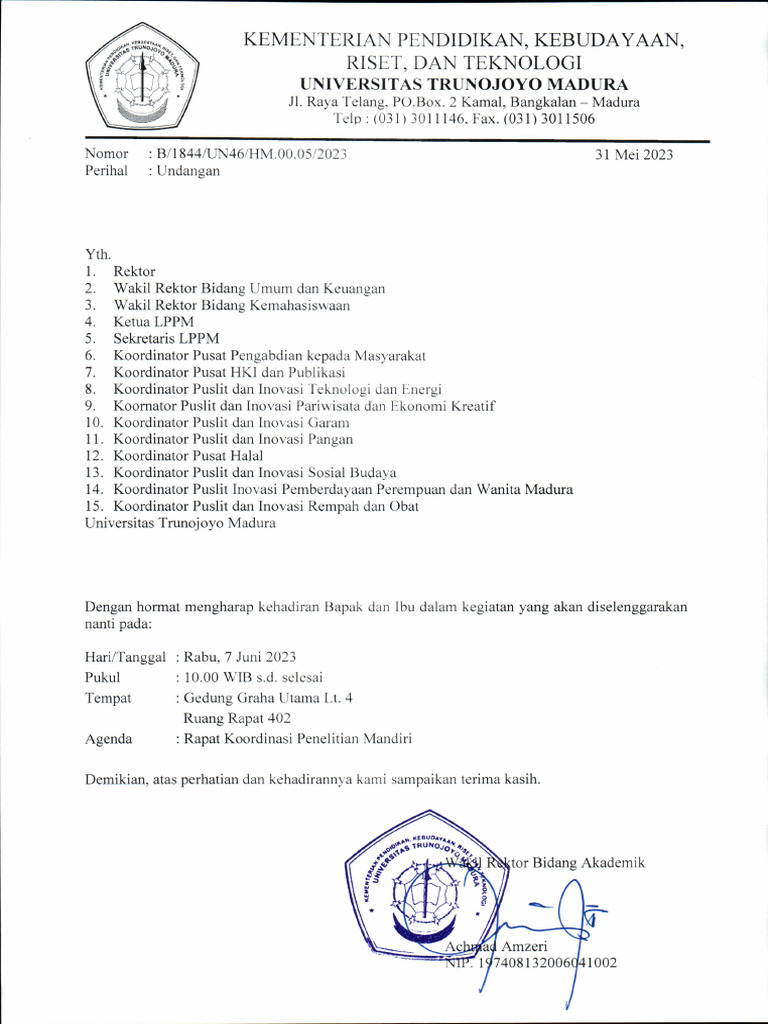 095-Und. Rakor Penelitian Mandiri | PDF