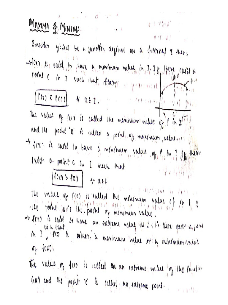 Maxima and Minima (Lecture - 1) Notes | PDF