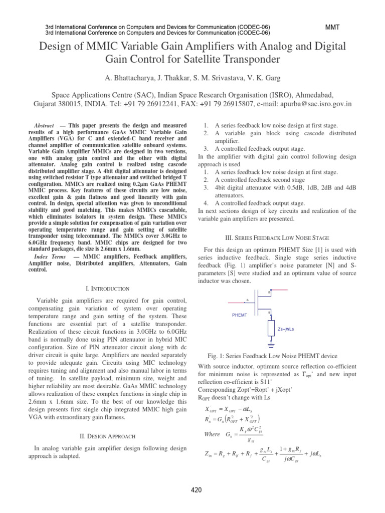 Design of MMIC Variable Gain Amplifiers With Analog and Digital Gain Control For Satellite ...