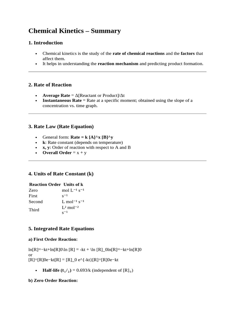 Overview of Chemical Kinetics | PDF